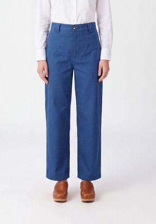 Chlo&eacute; High-Waist Baumwollhose mit weitem Bein und schr&auml;gen Taschen