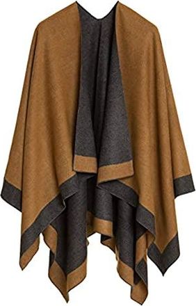 Generic Poncho Femme Hiver Chaud Chale Femme Hiver Chaud Cape Femme Effet enveloppant Ch&acirc;le &Eacute;l&eacute;gant Coloris Contrast&eacute;s Coupe-Vent Automne-Printemps