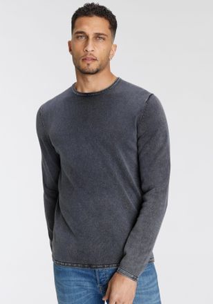 Only & Sons Rundhalspullover ONLY & SONS OS WASH CREW KNIT CS, Herren, Gr. XXL, blau (marineblaus), Strick, Obermaterial: 100% Baumwolle, unifarben, normal h&uuml;ftbe