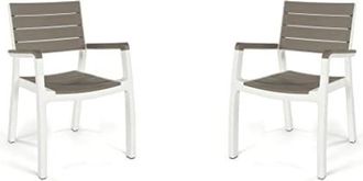 Keter Harmony Gartenstuhl für drinnen und draußen, mit Armlehnen, stapelbar, Beige/Taupe, 2 Stück