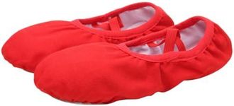 Hemobllo GALPADA Ballet Souples Rouges pour Danse Classique et Yoga Semelle Antidérapante Confortable avec Bande Élastique Légers et Adaptés Filles et Femmes