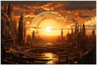 Wallario K&uuml;chenr&uuml;ckwand aus Glas 90 x 60 cm, Motiv: Sonnenportal in die Zukunft | Spritzschutz abwischbar & pflegeleicht