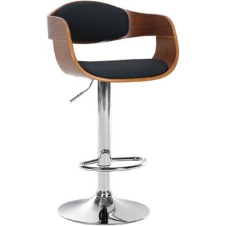 Clp Bar pivotante tabouret de r&eacute;tros en cuir &eacute;cologique et bois r&eacute;glable diverses couleurs Couleur : Noix et noir