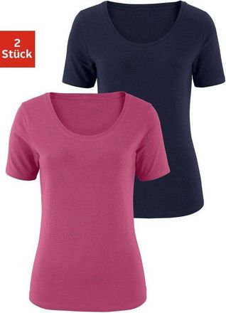 Vivance T-Shirt aus elastischer Baumwoll-Qualität (2er-Pack)