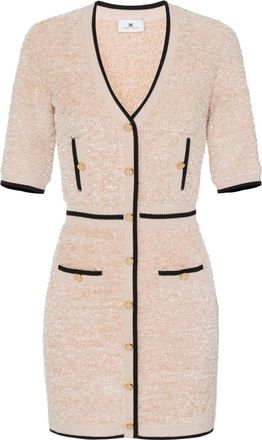 Elisabetta Franchi Femme, Robes, Beige, Taille: 42 FR Mini Robe Boucl&eacute; Chenille