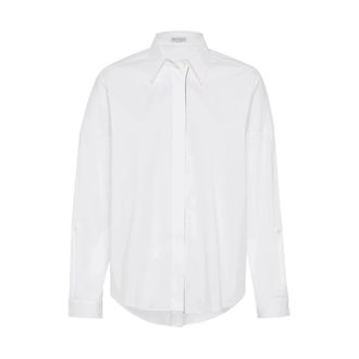 Brunello Cucinelli Stretch Baumwoll-Popeline-Hemd - - Blouses & Shirts - Damen - Wei&szlig; - M