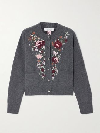 Paco Rabanne Cardigan En Laine Et Cachemire M&eacute;lang&eacute;s &Agrave; Broderies Et &Agrave; Cristaux - Gris