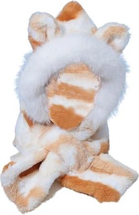 Generic &Eacute;charpe chaude &agrave; capuche, &eacute;charpe doreille en forme danimal - Ch&acirc;le chaud - Protection des oreilles int&eacute;gr&eacute;e - Pour temps froid - Avec doublure en pel