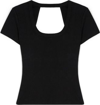 Motivi Femme, Blouses et Chemises, Noir, Taille: 40 FR T-shirt en jersey c&ocirc;tel&eacute; avec d&eacute;coupe