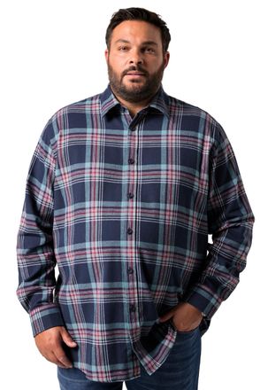 Men Plus Herren große Größen Übergrößen Menswear L-8XL Men+ Karo-Flanellhemd, Langarm, Kentkragen, Comfort Fit, bis 8 XL Navy blau 7XL 841650130-7XL