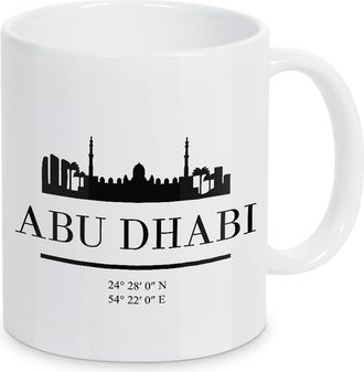 artboxONE Tasse ABU Dhabi UAE Black Skyline Art von Emiliano Deificus - Kaffeetasse St&auml;dte