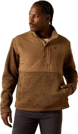 Ariat Mens Caldwell Reinforced Snap Sweater Long Sleeve in Khaki, Size 2X-Large, by Ariat