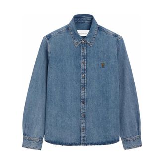 Ami Homme, Chemises, Bleu, Taille: M De Coeur Denim Shirt