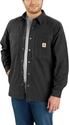 Carhartt Work in Progress Rugged Flex Relaxed Fit Canvas Fleece-Lined Snap-Front Shirt Jac Chemise boutonn&eacute;e Utilitaire de Travail, Black, L pour des Hommes