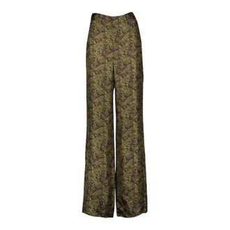 Saint Laurent Weitgeschnittene bedruckte Hose - - Trousers - Damen - Gr&uuml;n - M