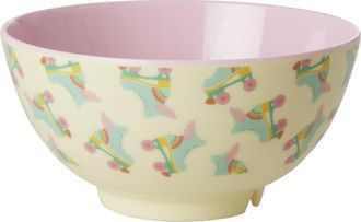 Rice Keramische Frühstücksschale mit Rollschuh-Motiv, Weiß oder Cremefarben, Casual, für Frühstück, 1 Stück