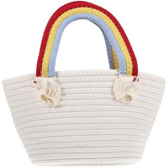 BESTONZON Paquet de Plage Tissé en Coton Blanc Anses Paquet à Main Portable pour Femme Cabas dÉté Bohème Léger et Spacieux Plage le Shopping Sorties Quotidienne