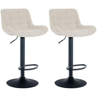 Clp Lot de 2 tabourets de bar Tover Crème Tissu