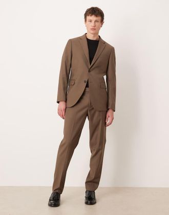 Mango Turin - Pantalon densemble ajust&eacute; en laine - Marron-Brown