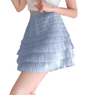 Generic Jupes tutu en tulle pour femme - Taille haute - Style r&eacute;tro ann&eacute;es 80 - Jupon bouffant - Style vintage - &Eacute;lastique - Costume de danse f&eacute;minine, gris, 