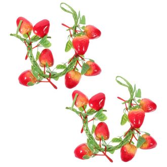 Garneck 2 St&uuml;ck K&uuml;nstliche Erdbeergirlande Realistische Kunststoff Erdbeeren Leuchtend Rot Bruchfest und Dekorativ f&uuml;r Heimdekoration und Fotorequisiten