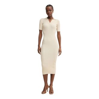Fracomina Geripptes Polo-Midikleid - - Dresses - Damen - Beige - XL