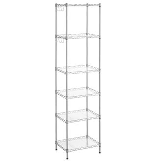 Songmics K&uuml;chenregal mit 6 Ebenen, Metallregal, Standregal, h&ouml;henverstellbare Gitterablage, mit PP-Kunststoffplatten, 8 S-Haken, f&uuml;r K&uuml;che, Wohnzimmer, bis zu 