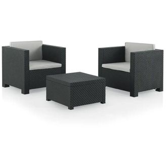 SP Berner Garten/Terrasse Set aus 2 Sesseln + 1 Tisch. Diva Tete Grafit Sp Berner