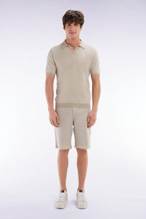 Eden Park Bermuda En Lyocell Et Coton Stretch Beige Coupe Droite