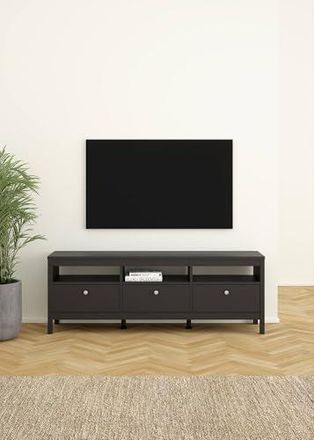 Dmora Fernsehschrank Liliane, St&auml;nder f&uuml;r Wohnzimmerfernseher, Niedriges Wohnzimmer-Sideboard, TV-St&auml;nderbasis, 151x38 h54 cm, Schwarz