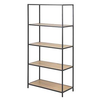Selsey Krapina - Regal, Bücherregal im Industrial-Style - 5 offene Fächer - 150 cm hoch, Schwarz / Eiche, 77 x 150 x 35, 5903025326467