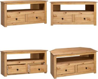 vidaXL Meuble TV dangle 93x49x49 cm Pin solide Assortiment Panama - Meuble Tv - Meuble Dangle - Pin Massif - Rangement - Design Élégant - Home & Living