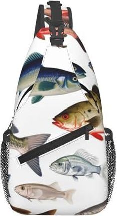 Generic Léger Sacoche Bandouliere Différents poissons Sac De Poitrine Antivol,Polyester Sac à Dos Militaire pour Femme Randonnée école