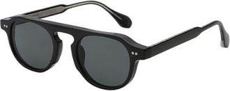 Generic Lunettes De Soleil Polaris&eacute;es Rondes Vintage For Homme, Id&eacute;ales For La Conduite, Les S&eacute;ances Photo, Le Shopping Et Les Vacances.(Black)