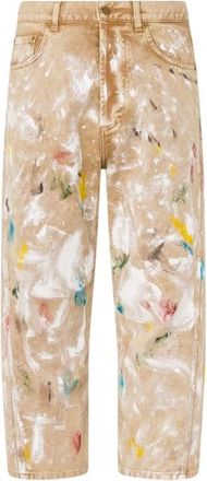 Moschino Homme, Jeans, Beige, Taille: XL Pantalon Bull en Coton Stretch Imprim&eacute;