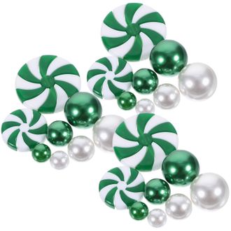 NUOBESTY Weihnachts Schwimmkerzenperlen aus Bruchfestem Acryl 96 St&uuml;ck mit Bonbon Anh&auml;ngern Selbstgemacht Vasenf&uuml;ller f&uuml;r Festliche Tisch und Kerzendekoration