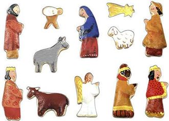 Grizzly Lot de 12 Emporte Pi&egrave;ces - Cr&egrave;che de No&euml;l - D&eacute;coration - pour p&acirc;tisserie, g&acirc;teaux, Biscuits, Pain d&eacute;pices, Fondant au Chocolat - en Fer Blanc