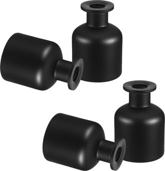 Soimiss 4 St&uuml;ck Runde Duftflaschen 150 ml aus Mattschwarzem Glas Leerer Bauchiger Aromatherapie Diffusor f&uuml;r &Auml;therische &Ouml;le Dekorativer Duftspender f&uuml;r Zuhaus