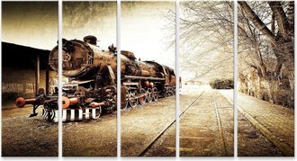 Islandburner Bild auf Leinwand Retro Vintage Alter Zug Dampflok Bilder Wandbilder Poster