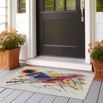 Generic Tapis de Couloir 65 x 240 cm, Poil Ras Tapis de Passage Couloir Antid&eacute;rapant et Lavable Runes Abstraites Et Musicales Blocs G&eacute;om&eacute;triques Motif Tapis d