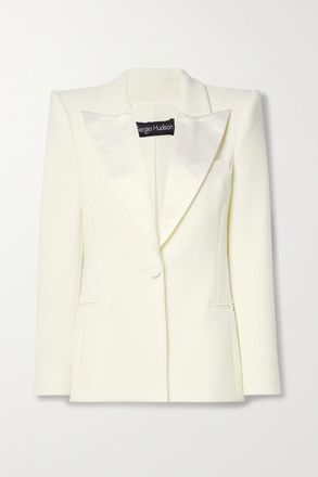 Sergio Hudson Blazer Aus Cr&ecirc;pe Aus Einer Wollmischung Mit Satinbes&auml;tzen - Elfenbein