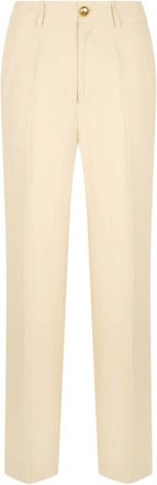 P.A.R.O.S.H. P.a.r.o.s.h., Femme, Pantalons, Beige, Taille: 38 FR Chinos en Viscose et Lin