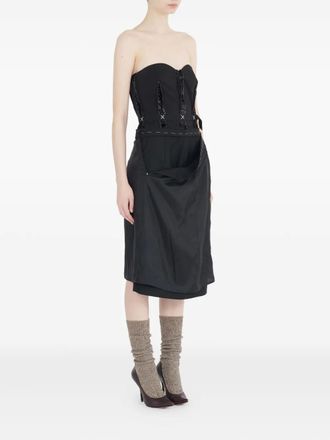Maison Margiela Schulterfreies Midikleid - Schwarz