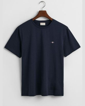 GANT Unifarbenes T-Shirt mit Logo-Stickerei, Regular Fit in
