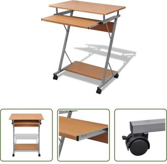 vidaXL PC Tisch - Computertisch Computerwagen PC Tisch B&uuml;rotisch Laptop auf Rollen braun