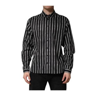 Dolce & Gabbana Gestreiftes Baumwoll-Businesshemd - - Shirts - Herren - Schwarzk - L