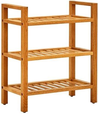 vidaXL Ch&ecirc;ne Massif Etag&egrave;re &agrave; Chaussures &agrave; 3 Niveaux Range-Chaussures Organisateur de Chaussures Meuble de Rangement Couloir 50x27x60 cm