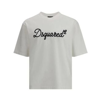 Dsquared2 Homme, Tops, Blanc, Taille: S T-shirt ras du cou en coton