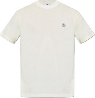 Stone Island Homme, Tops, Beige, Taille: 2XL T-shirt Avec &Eacute;cusson Logo