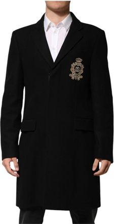 Dolce & Gabbana Homme, Manteaux, Noir, Taille: L Blazer crois&eacute; avec &eacute;cusson h&eacute;raldique